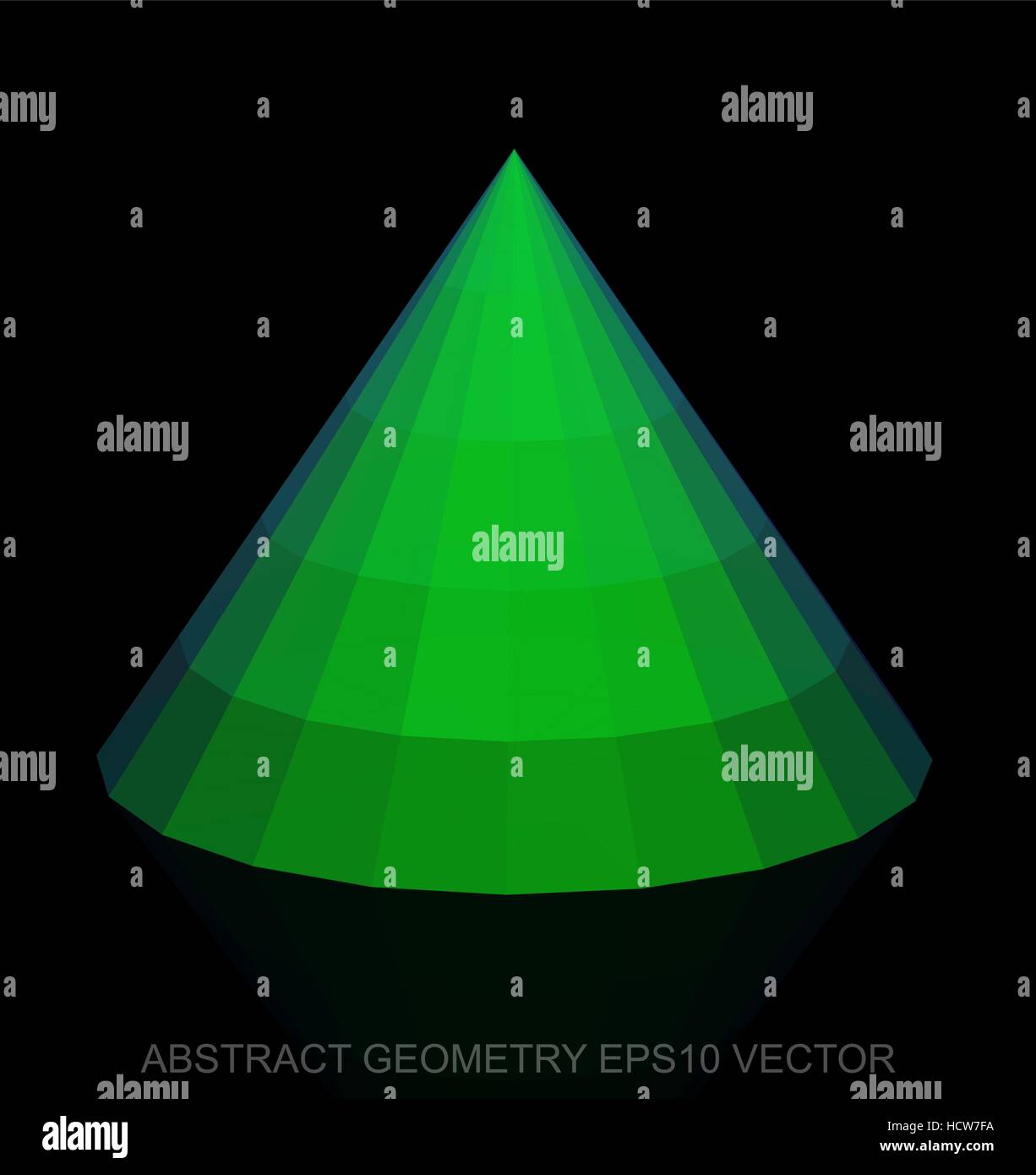 Abstract geometry: low poly Green Cone. 3D polygonal object, EPS 10 ...