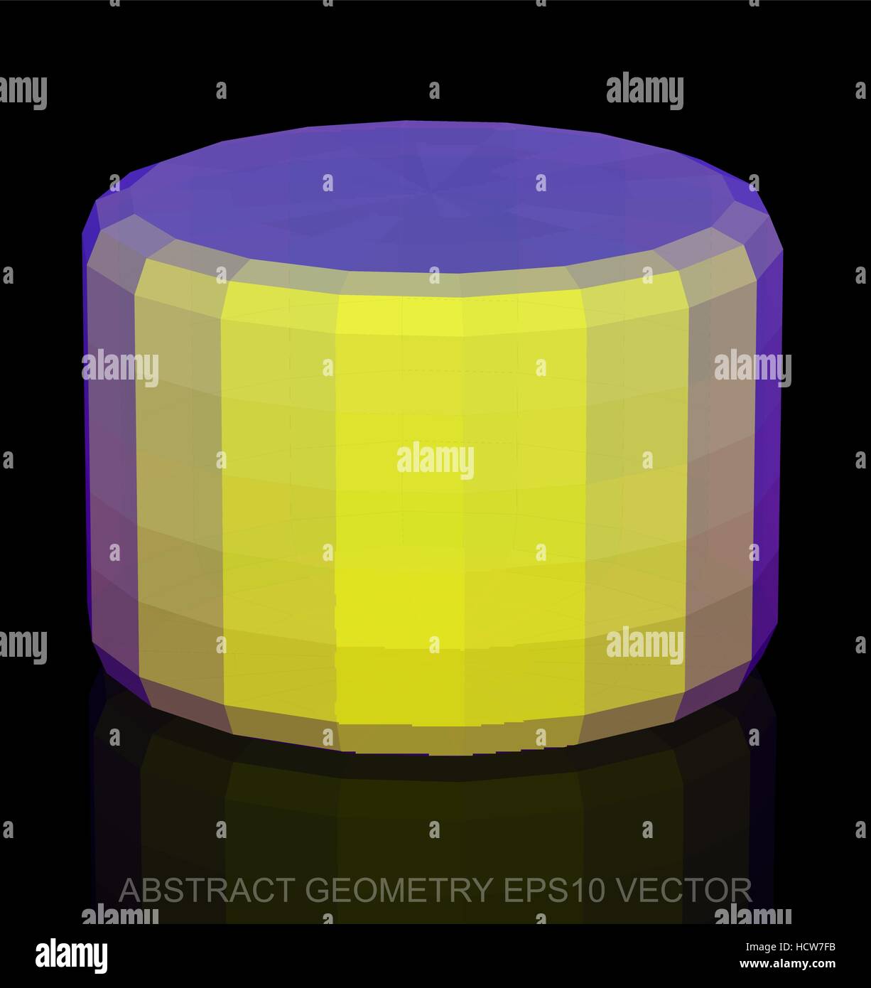Abstract geometry: low poly Yellow Cylinder. 3D polygonal object, EPS ...