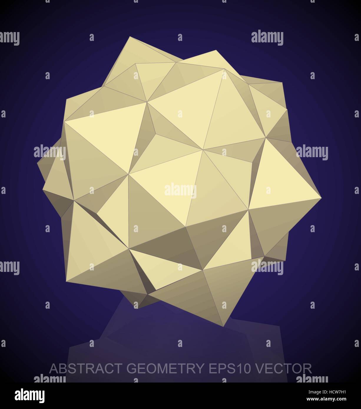 Abstract geometry: low poly Yellow Dodecahedron. 3D polygonal object ...