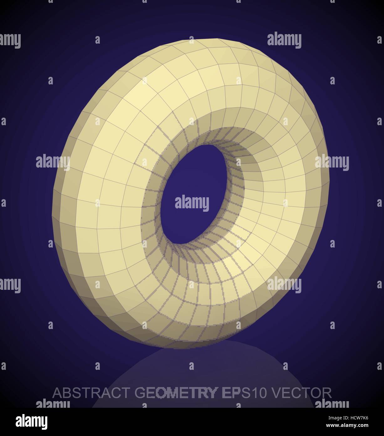 Abstract stereometry: low poly Yellow Torus. 3D polygonal object, EPS ...