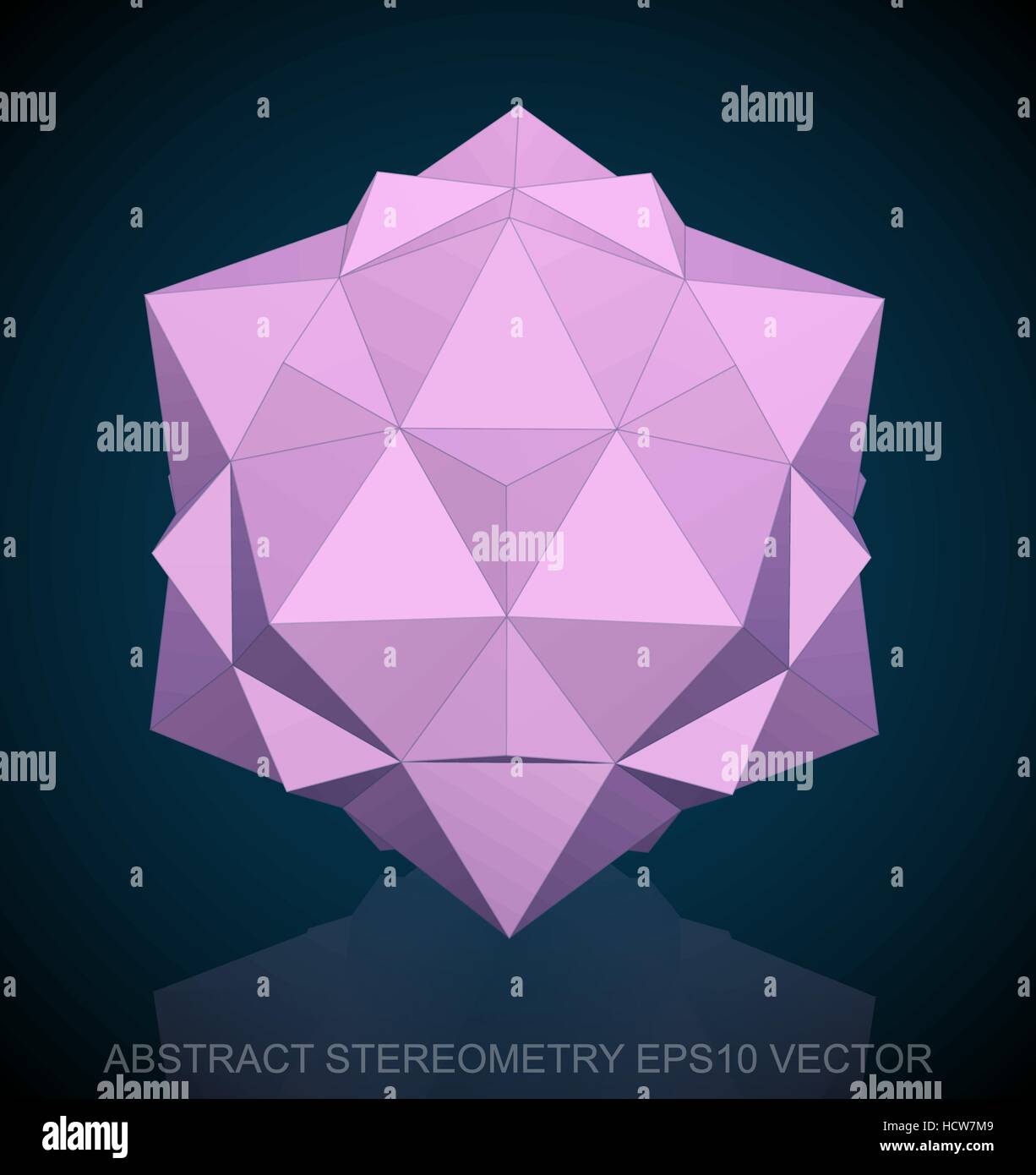 Abstract geometry: low poly Pink Dodecahedron. 3D polygonal object, EPS ...
