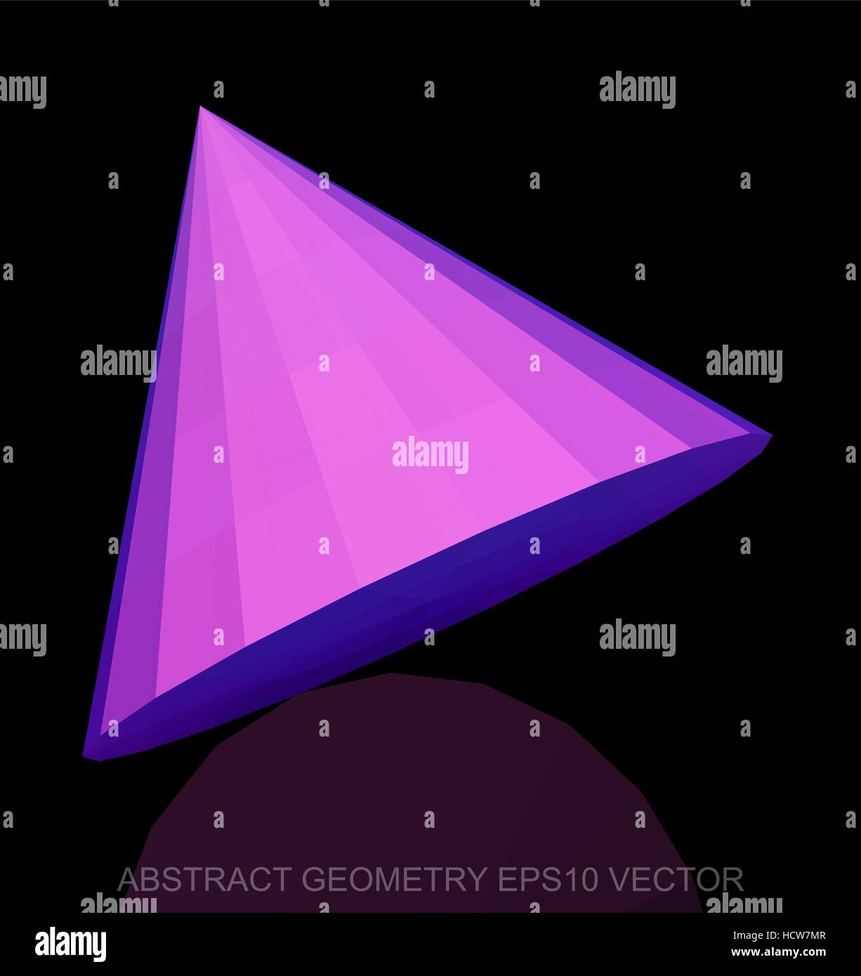 Abstract geometry: low poly Pink Cone. 3D polygonal object, EPS 10 ...