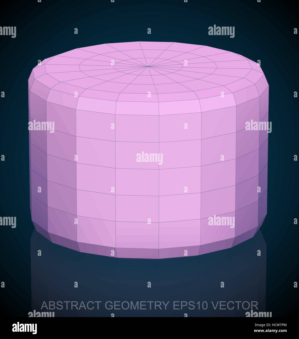 Abstract geometry: low poly Pink Cylinder. 3D polygonal object, EPS 10 ...
