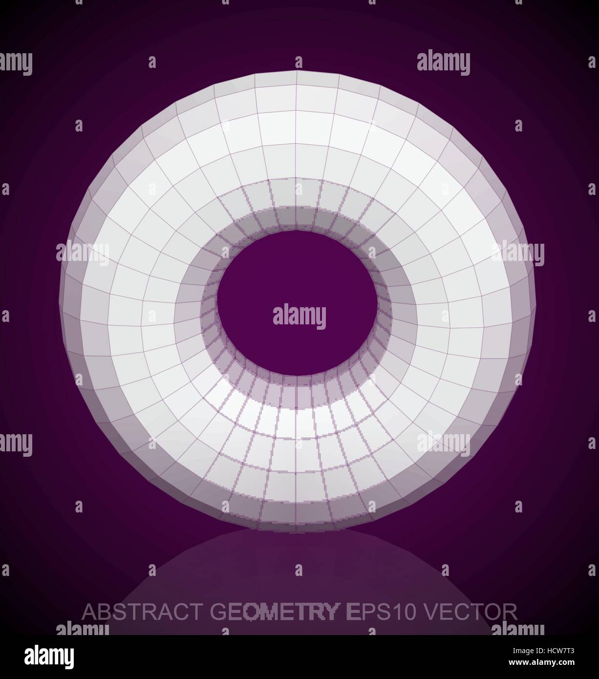 Abstract geometry: low poly White Torus. 3D polygonal object, EPS 10 ...