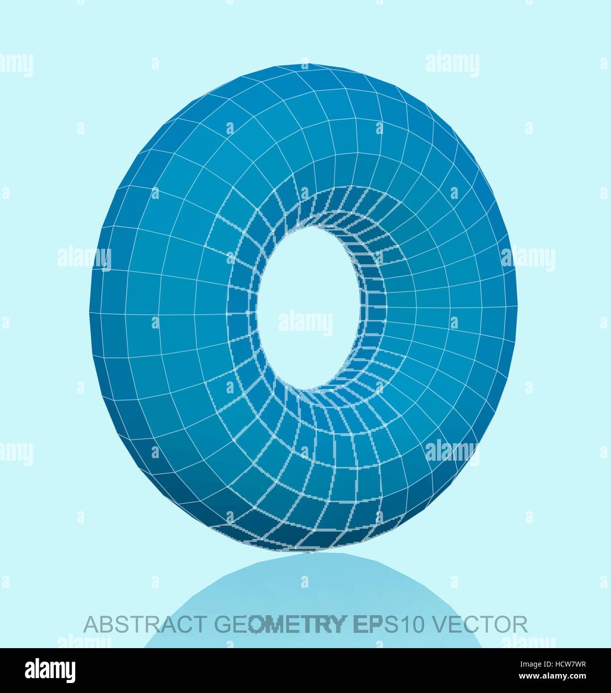 Abstract geometry: low poly Blue Torus. 3D polygonal object, EPS 10 ...