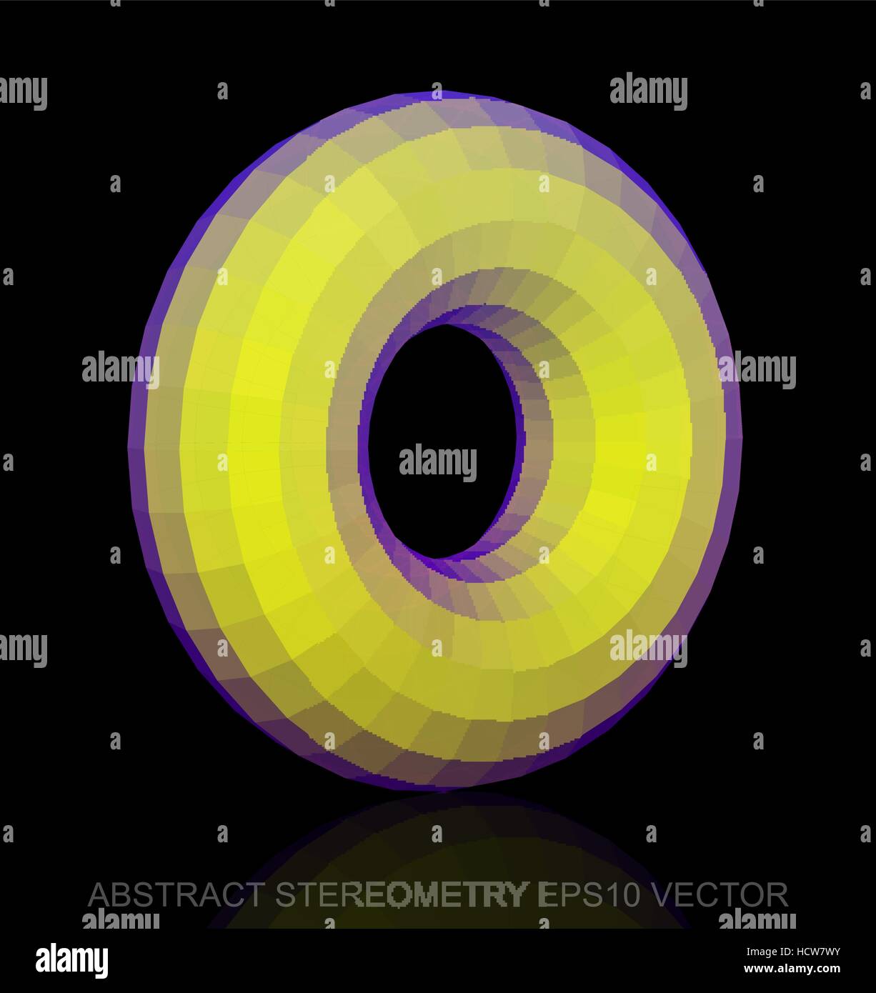 Abstract stereometry: low poly Yellow Torus. 3D polygonal object, EPS ...