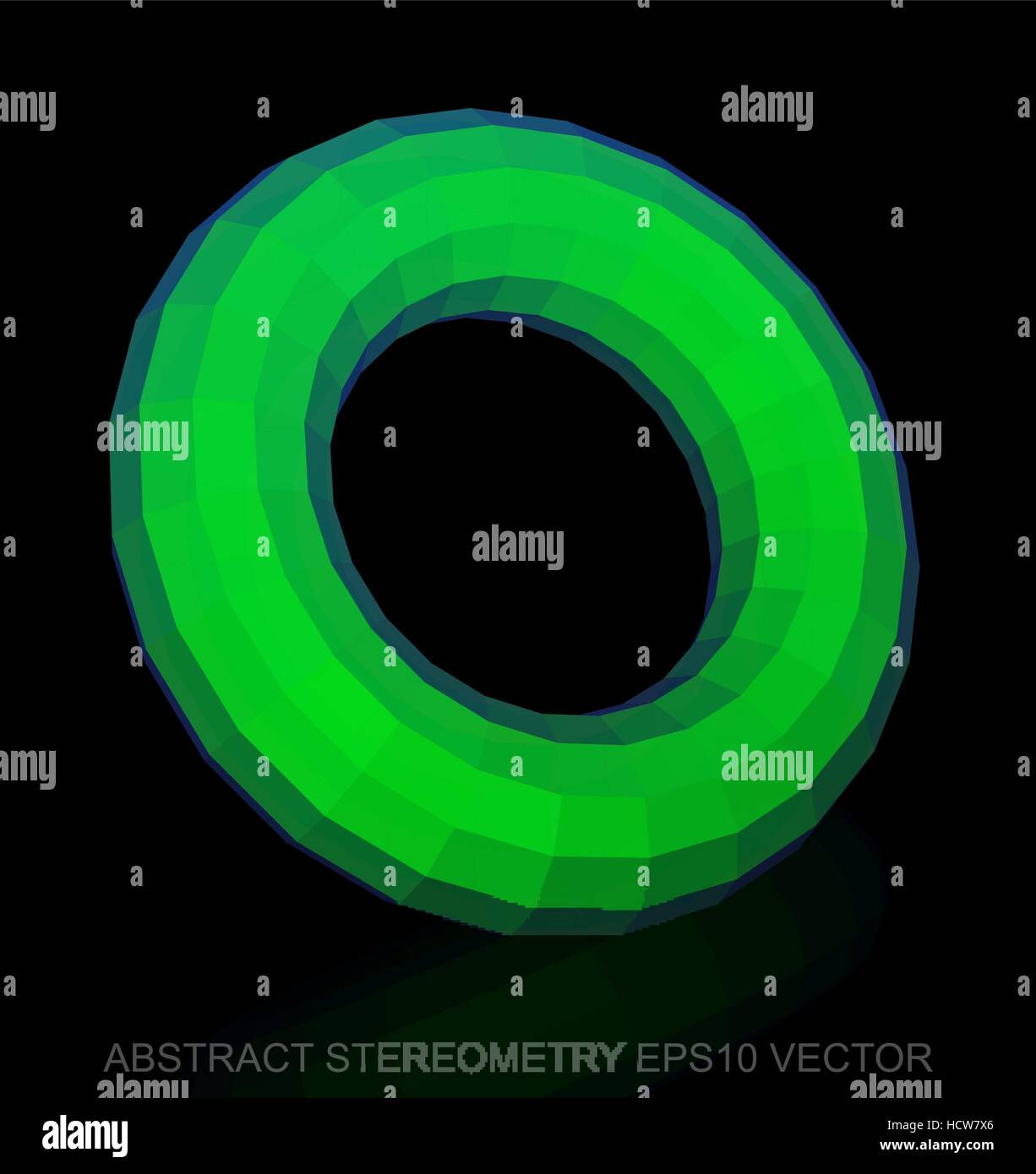 Abstract stereometry: low poly Green Torus. 3D polygonal object, EPS 10 ...
