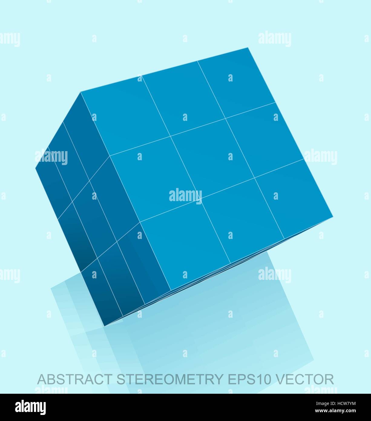 Abstract geometry: low poly Blue Cube. 3D polygonal object, EPS 10 ...