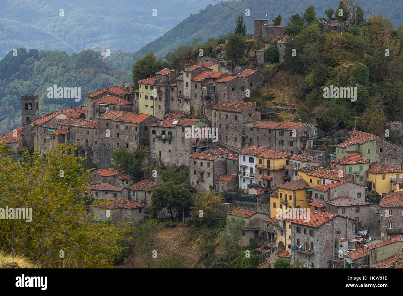 The stunning medieval hilltop village of Montefegatesi is surrounded by ...