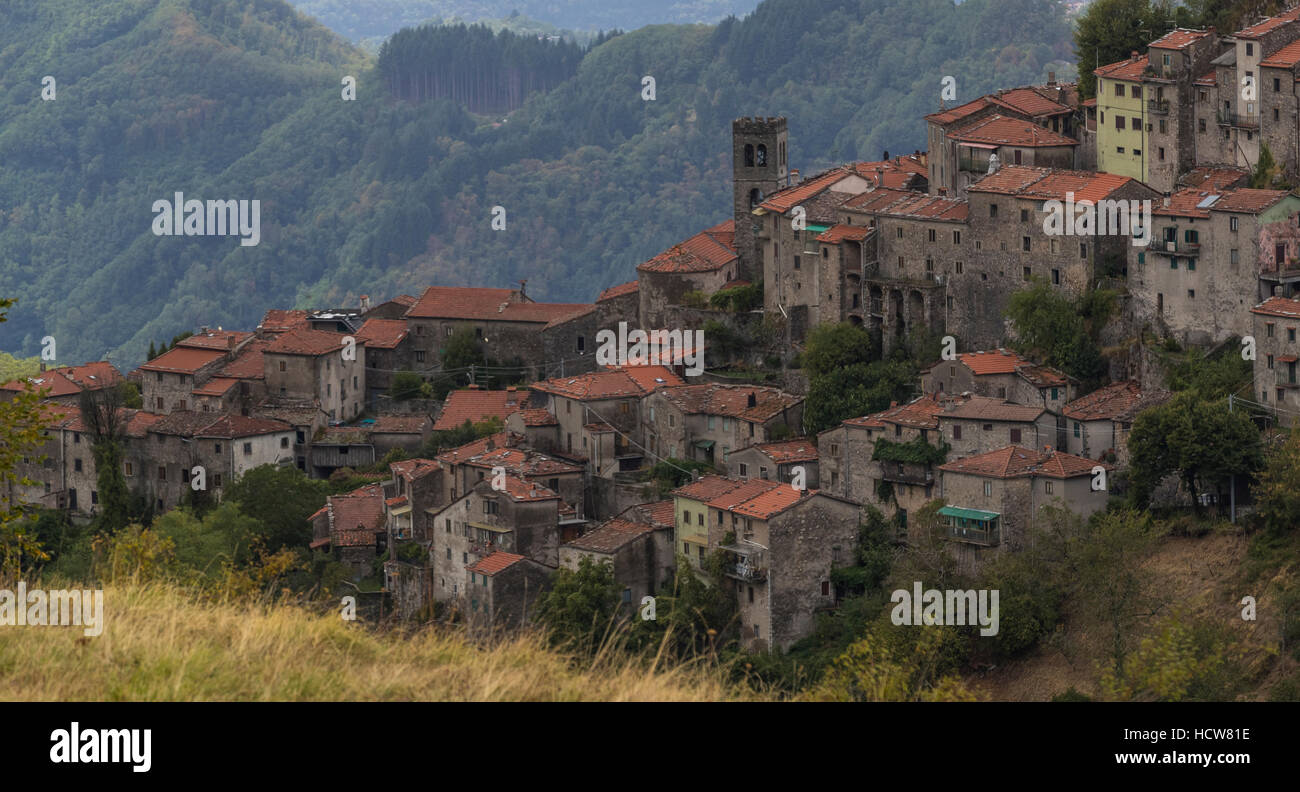 The stunning medieval hilltop village of Montefegatesi is surrounded by ...