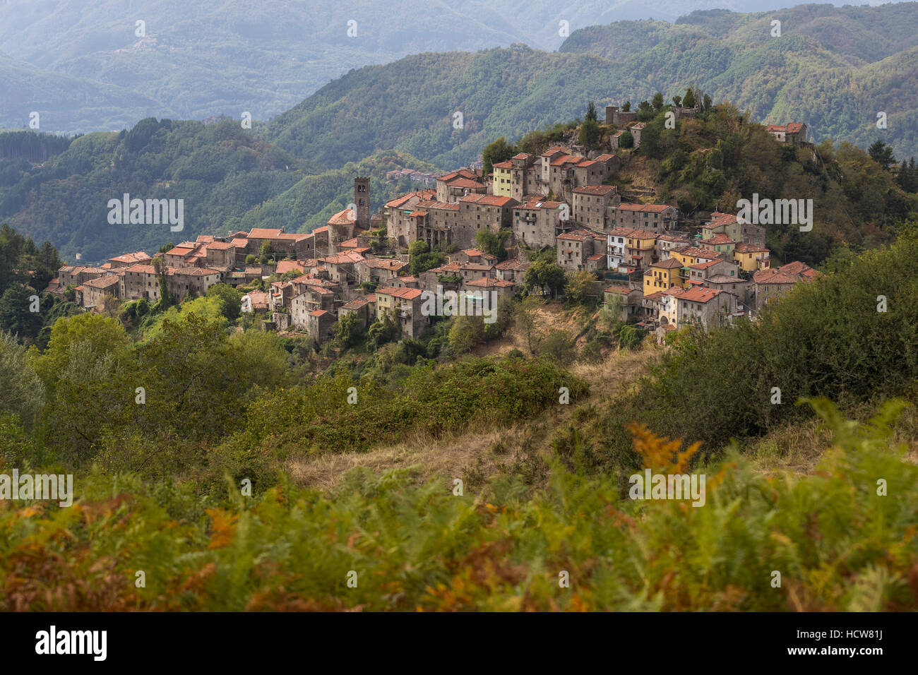 The stunning medieval hilltop village of Montefegatesi is surrounded by ...