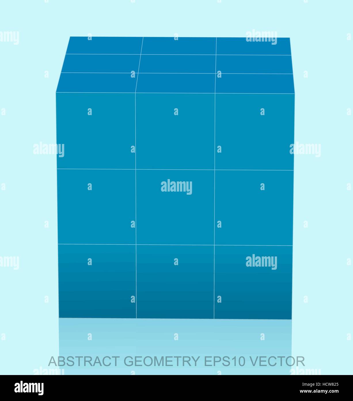 Abstract geometry: low poly Blue Cube. 3D polygonal object, EPS 10 ...