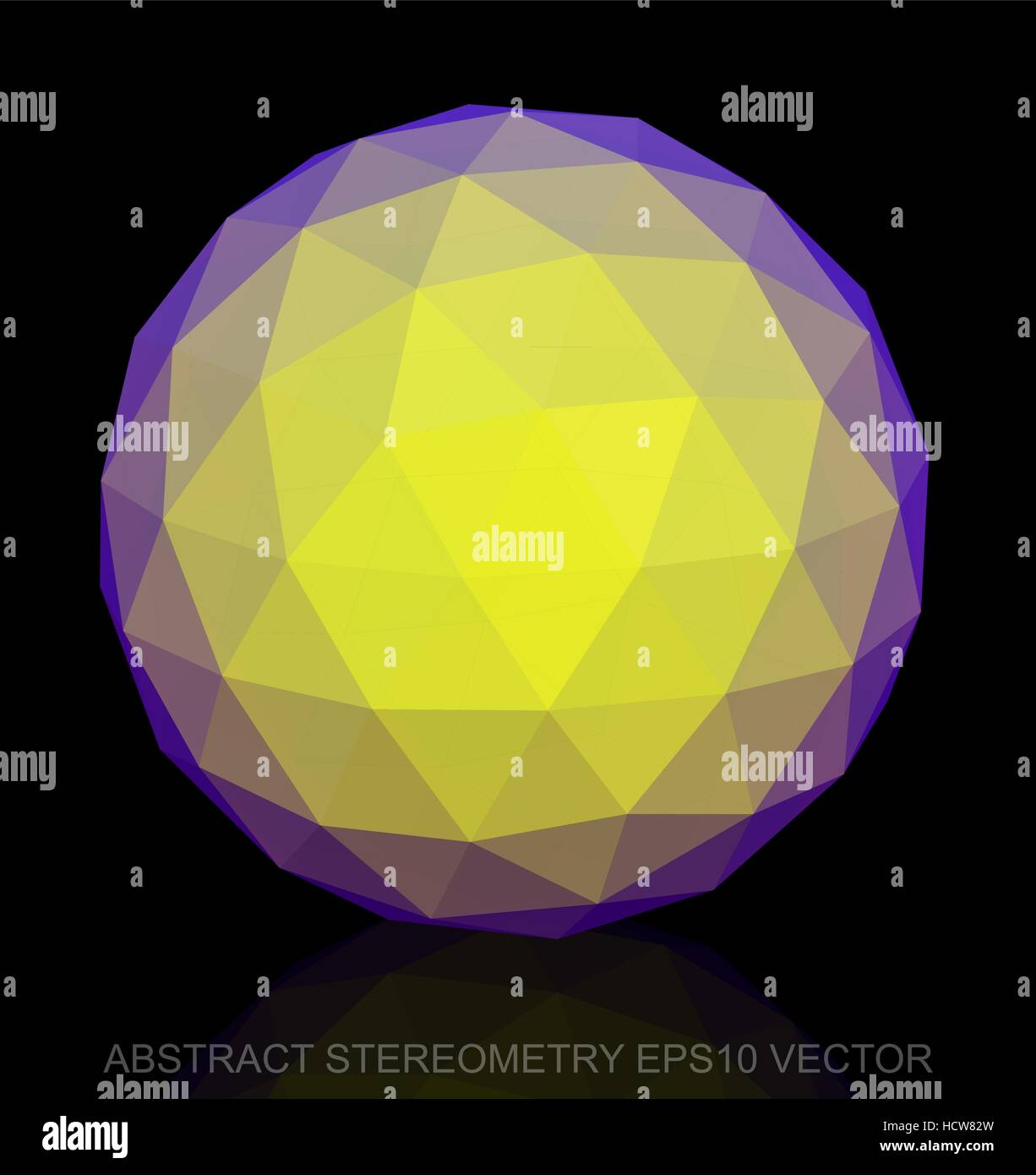 Abstract stereometry: low poly Yellow Sphere. 3D polygonal object, EPS ...