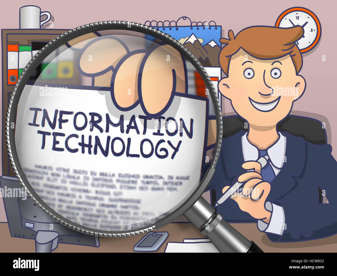 Information Technology. Paper with Text in Business Man's Hand through ...