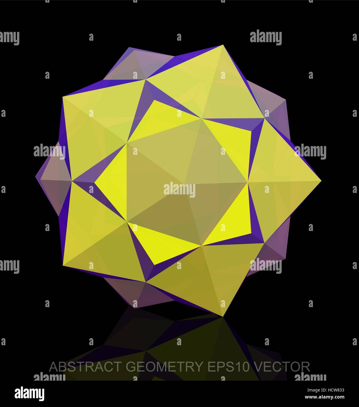 Abstract stereometry: low poly Yellow Dodecahedron. 3D polygonal object ...