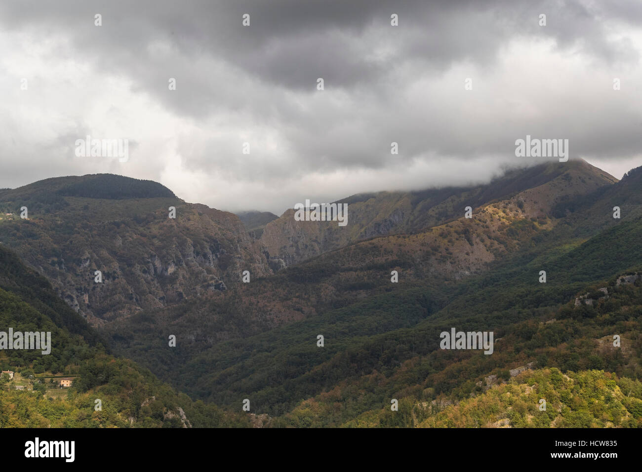 The stunning medieval hilltop village of Montefegatesi is surrounded by ...
