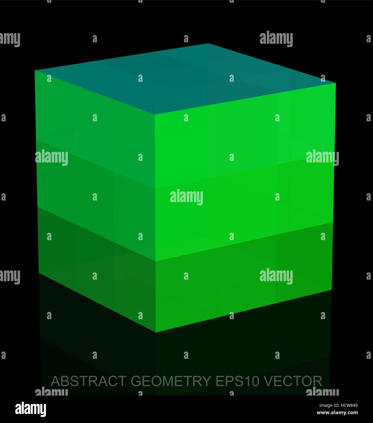 Abstract geometry: low poly Green Cube. 3D polygonal object, EPS 10 ...