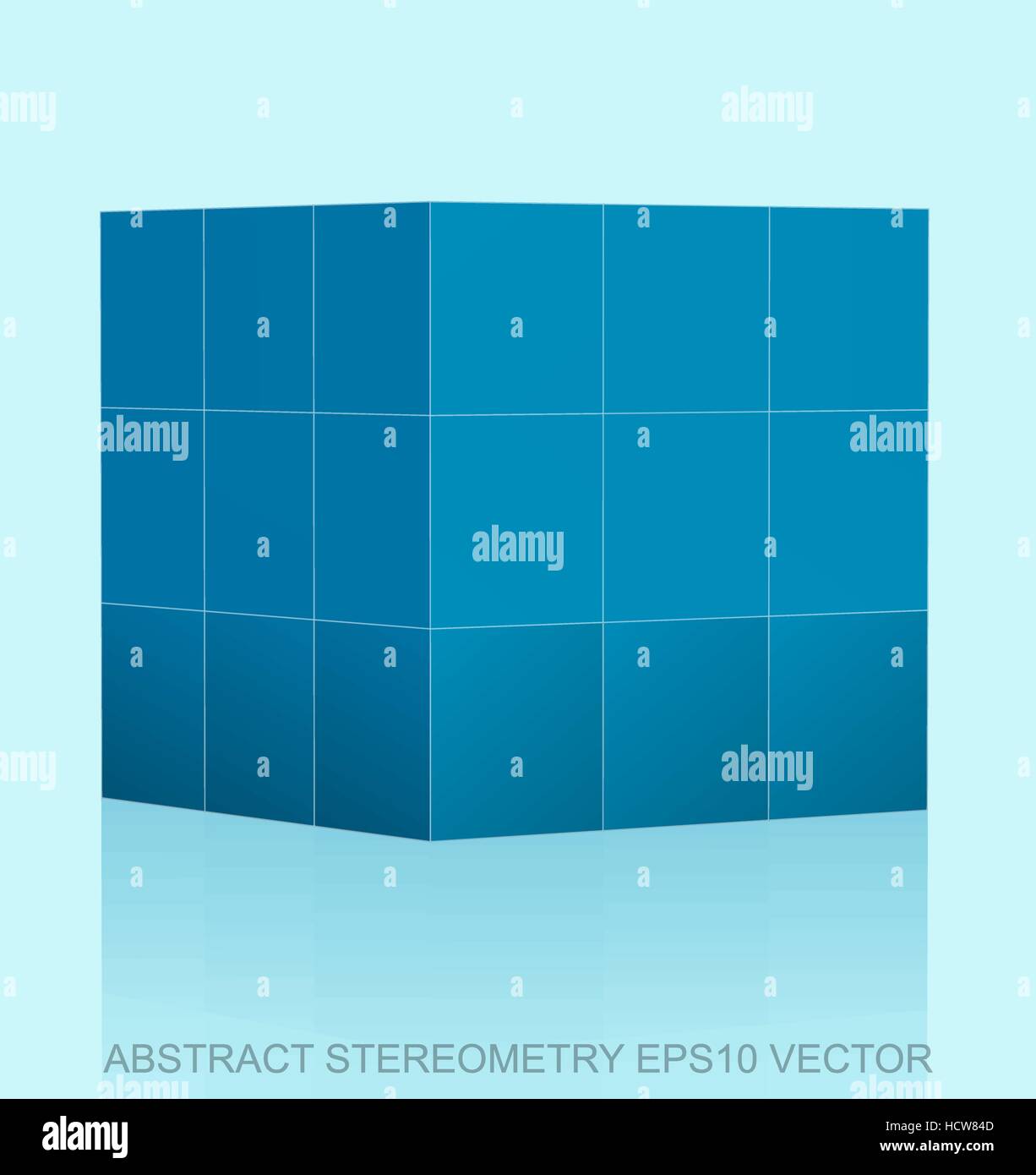 Abstract geometry: low poly Blue Cube. 3D polygonal object, EPS 10 ...