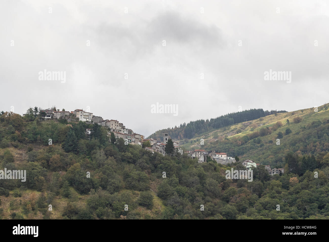 The stunning medieval hilltop village of Montefegatesi is surrounded by ...