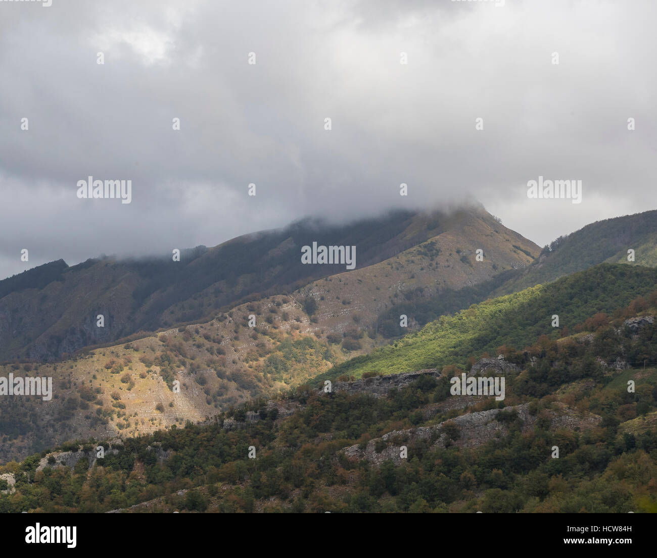 The stunning medieval hilltop village of Montefegatesi is surrounded by ...