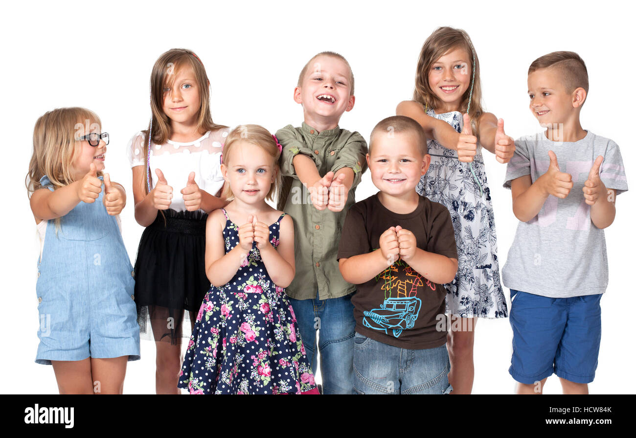 a group of children playing - fun, team building with joy Stock Photo ...