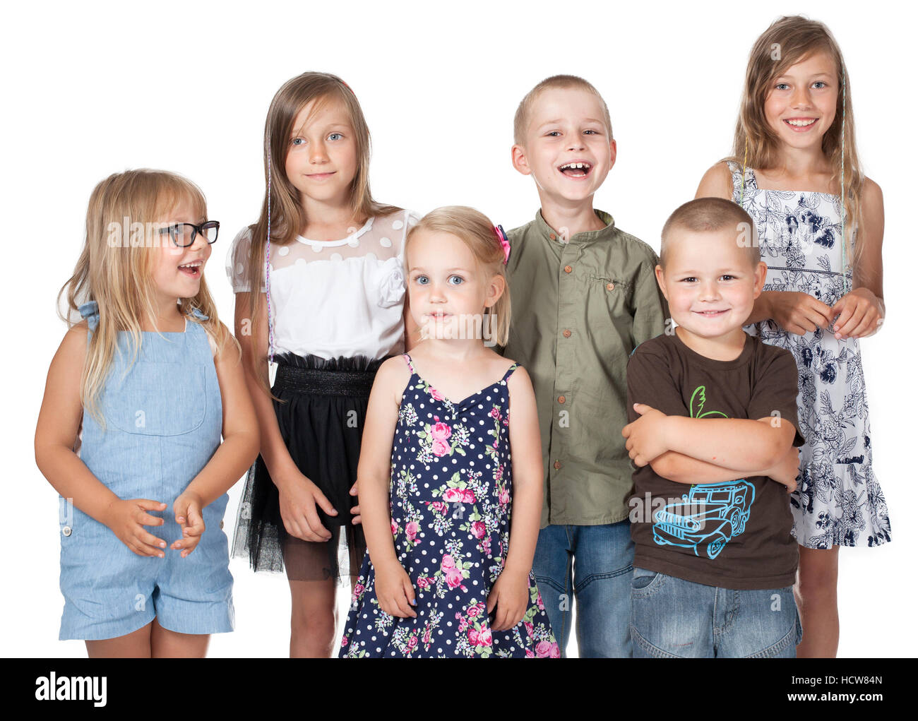 a group of children playing - fun, team building with joy Stock Photo ...
