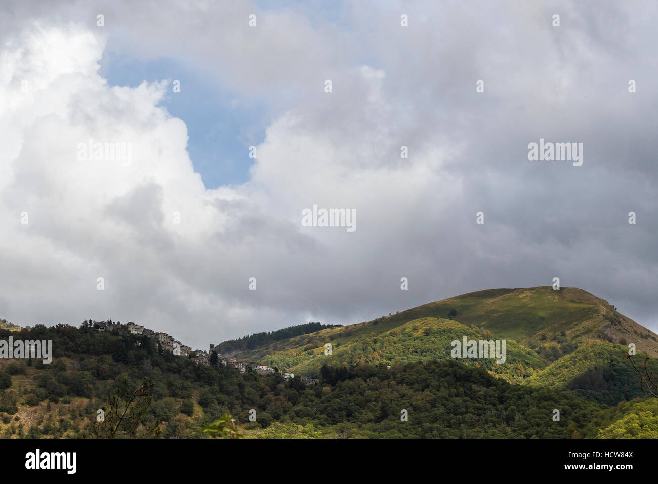 The stunning medieval hilltop village of Montefegatesi is surrounded by ...