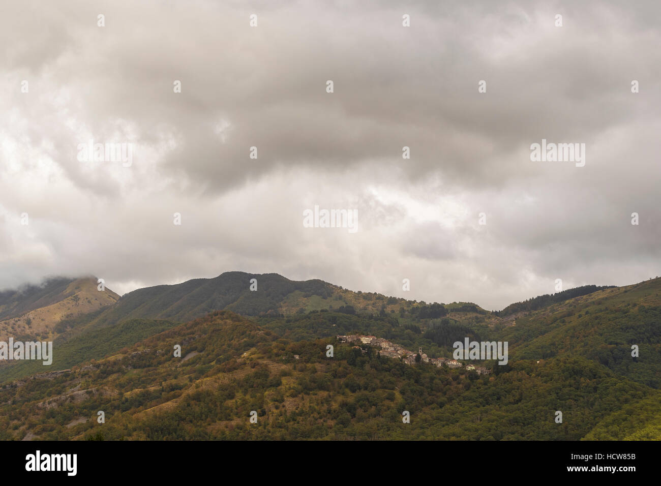 The stunning medieval hilltop village of Montefegatesi is surrounded by ...