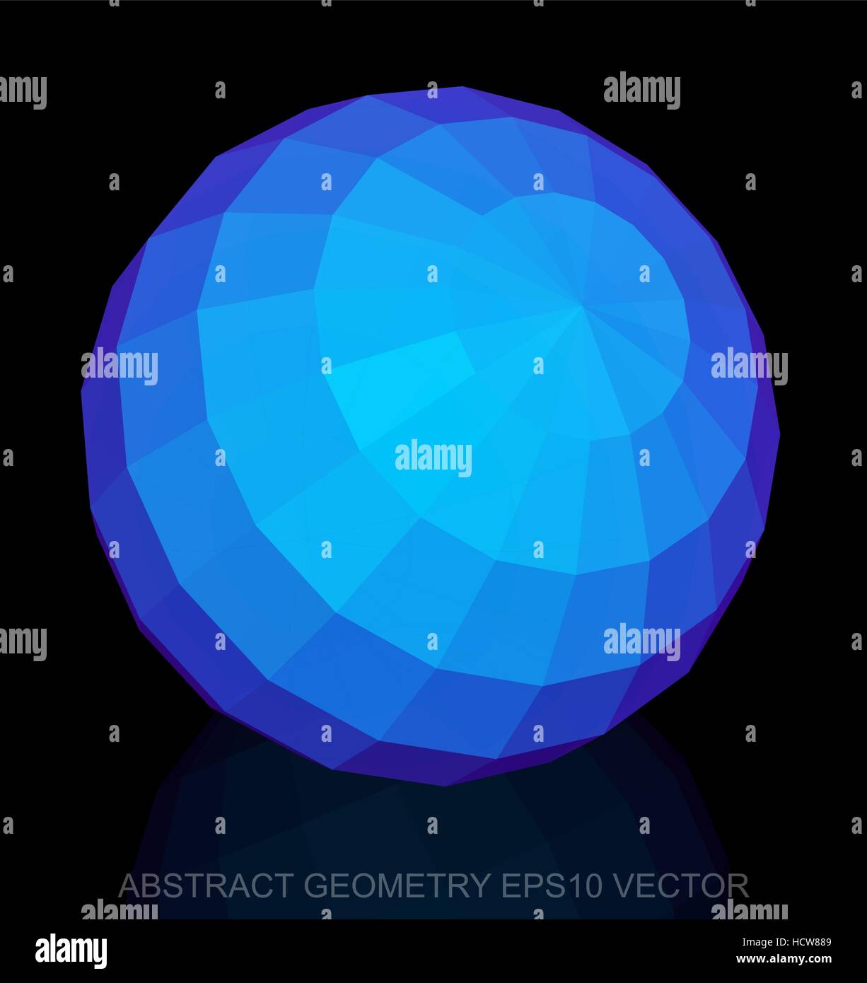 Abstract geometry: low poly Blue Sphere. 3D polygonal object, EPS 10 ...