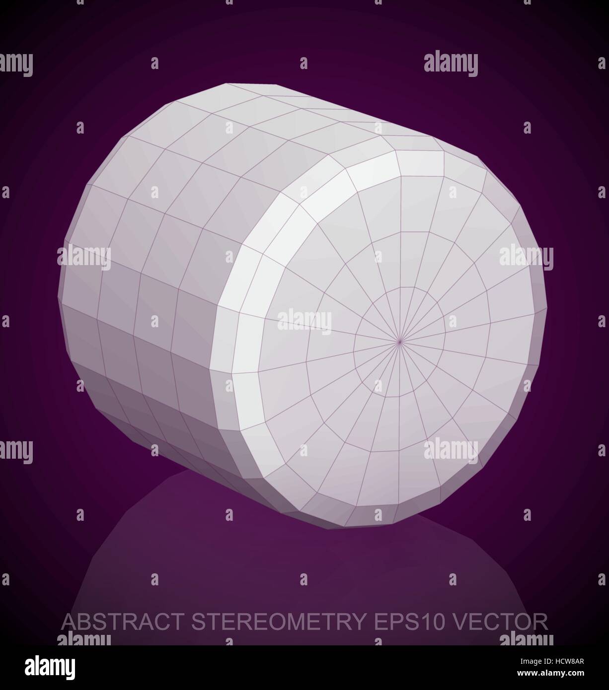 Abstract stereometry: low poly White Cylinder. 3D polygonal object, EPS ...