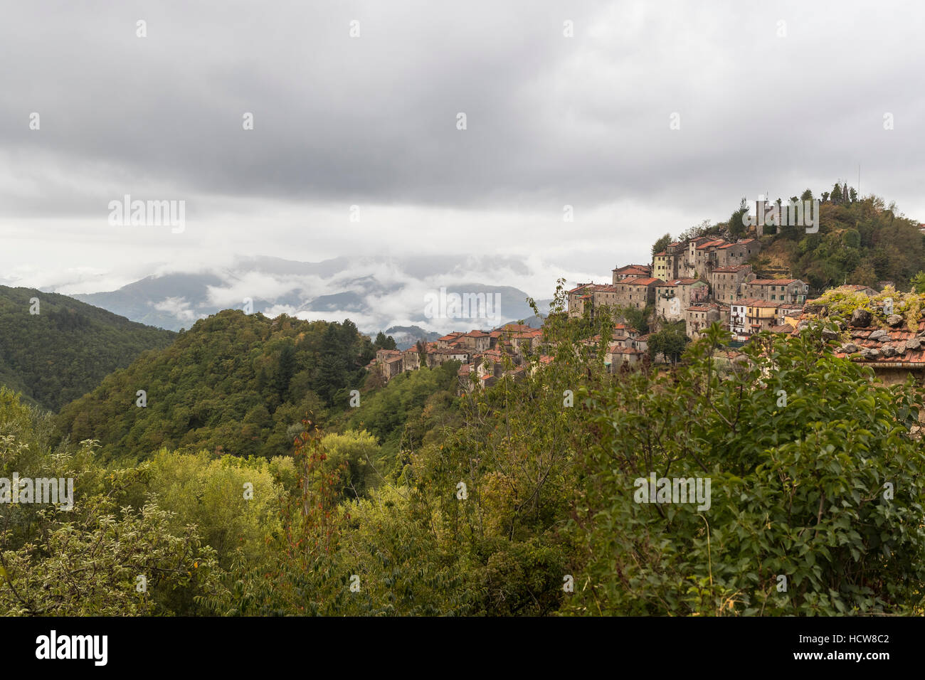 The stunning medieval hilltop village of Montefegatesi is surrounded by ...