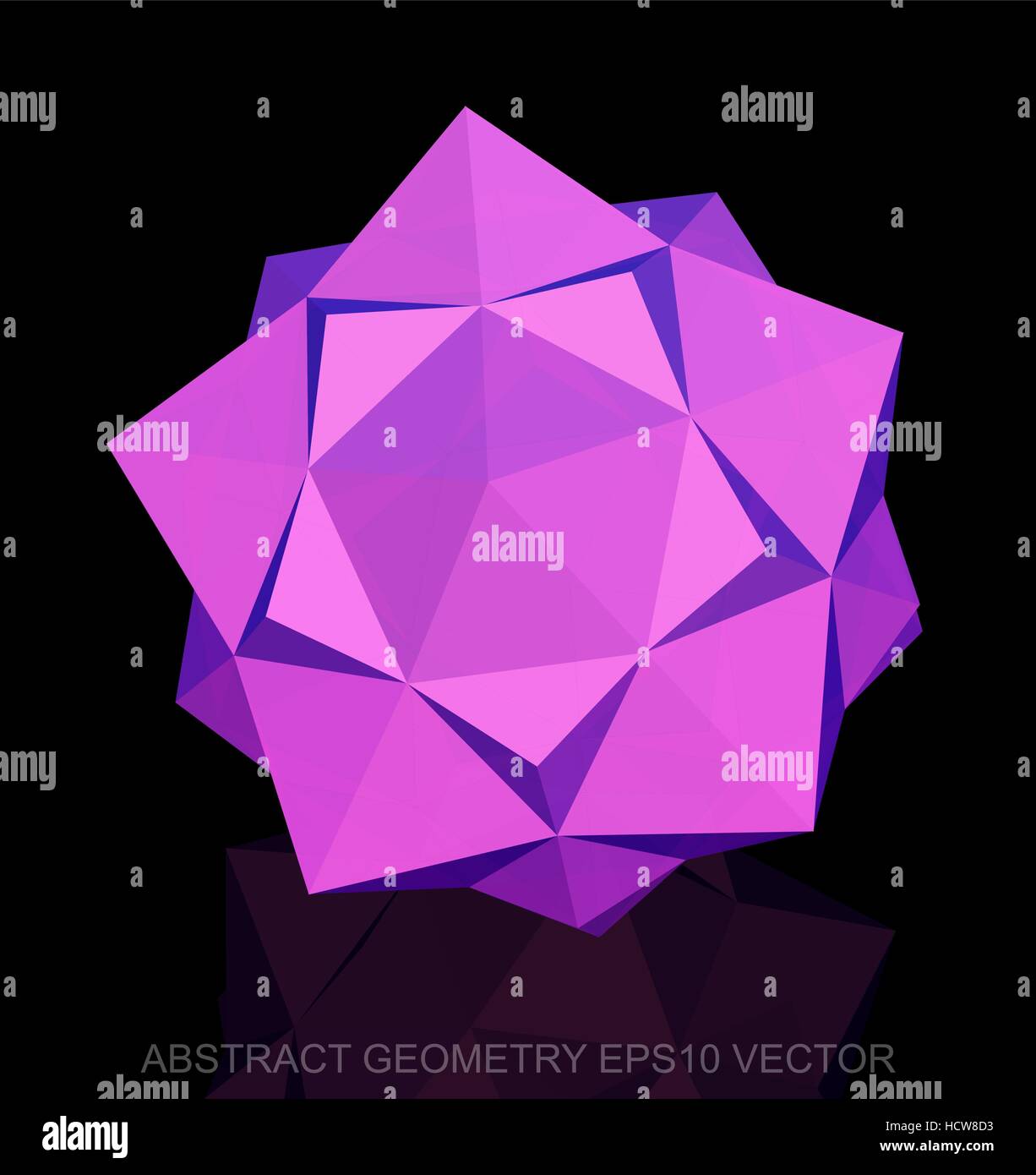 Abstract stereometry: low poly Pink Dodecahedron. 3D polygonal object ...