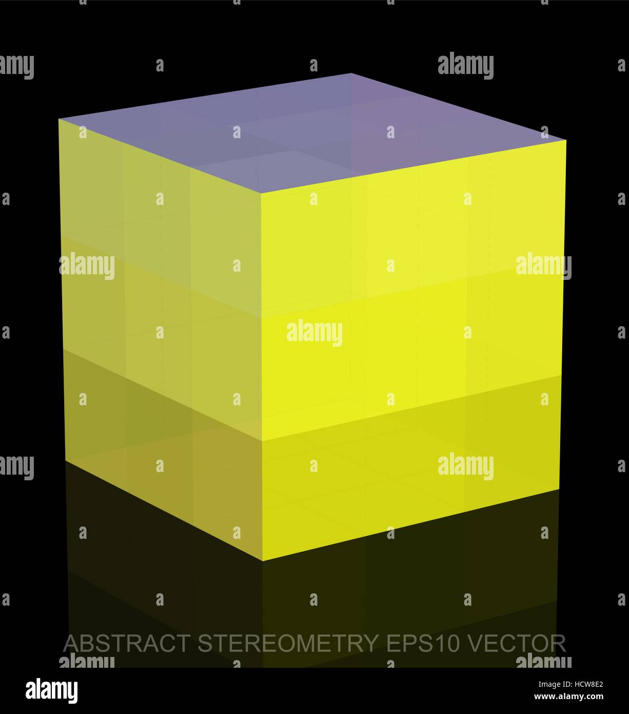 Abstract geometry: low poly Yellow Cube. 3D polygonal object, EPS 10 ...