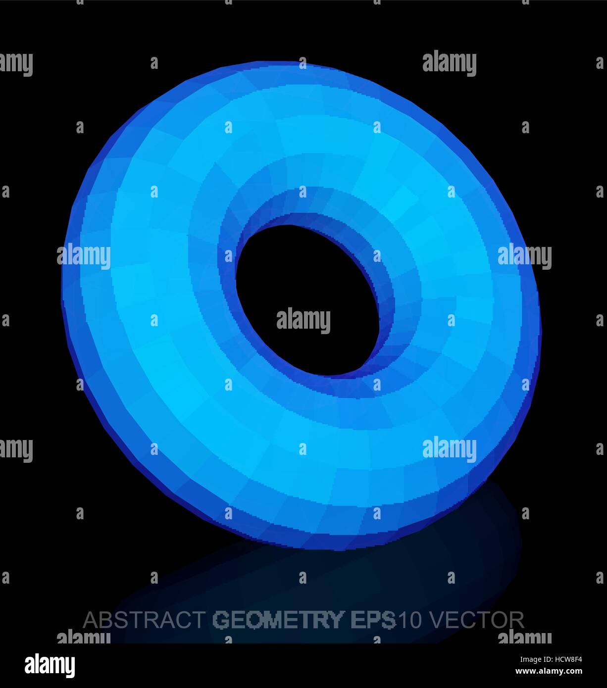 Abstract geometry: low poly Blue Torus. 3D polygonal object, EPS 10 ...