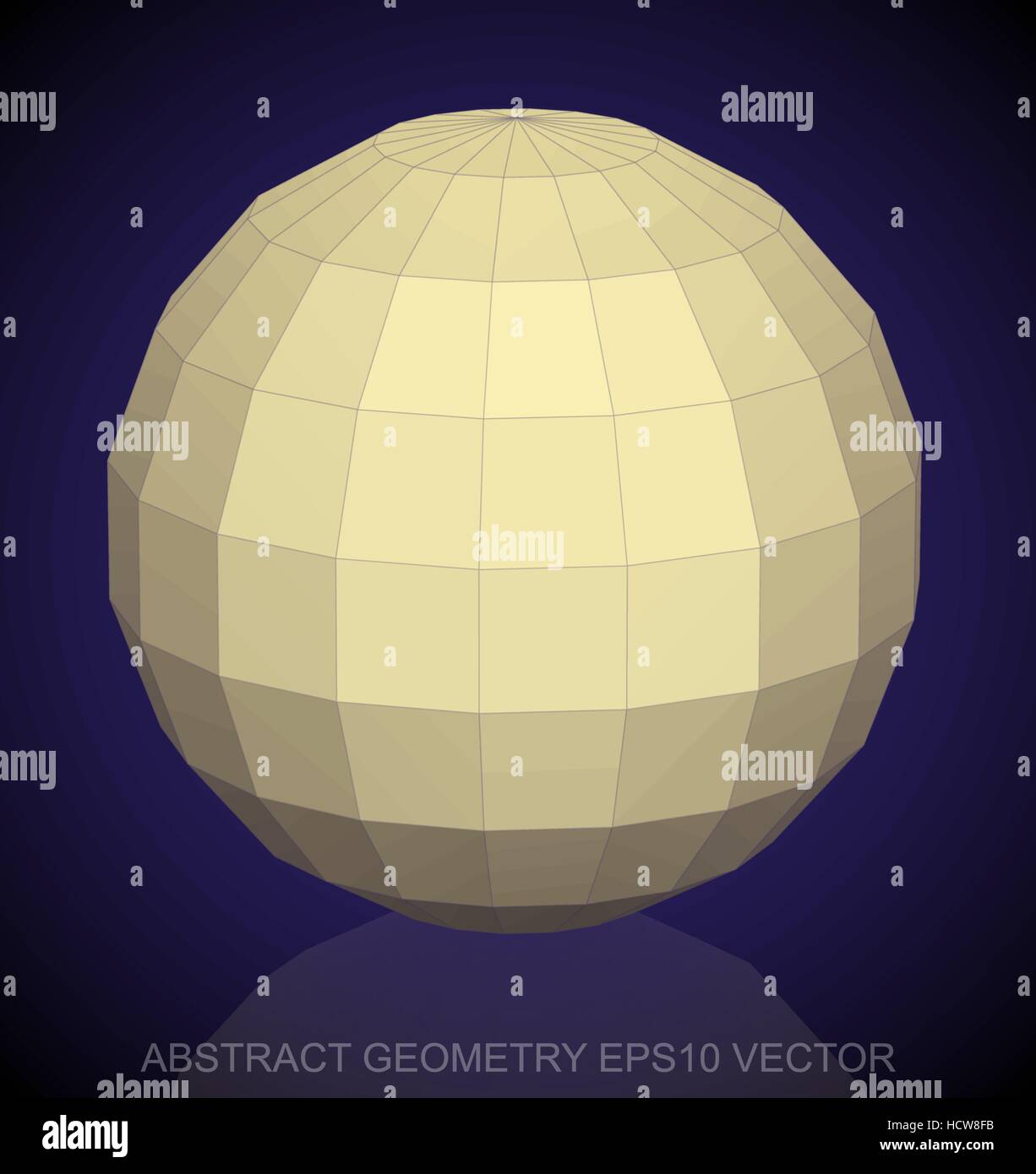 Abstract geometry: low poly Yellow Sphere. 3D polygonal object, EPS 10 ...