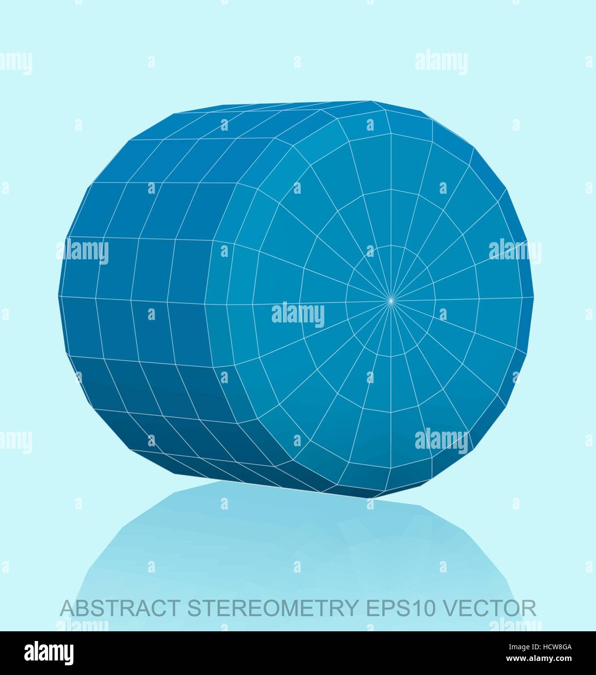 Abstract stereometry: low poly Blue Cylinder. 3D polygonal object, EPS ...