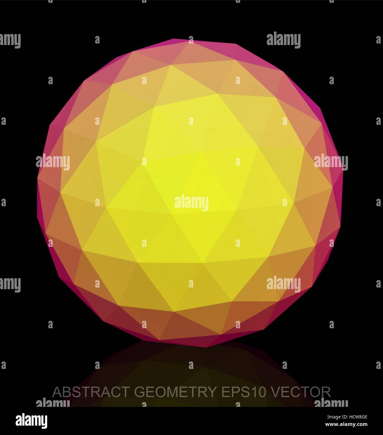 Abstract geometry: low poly Yellow Sphere. 3D polygonal object, EPS 10 ...