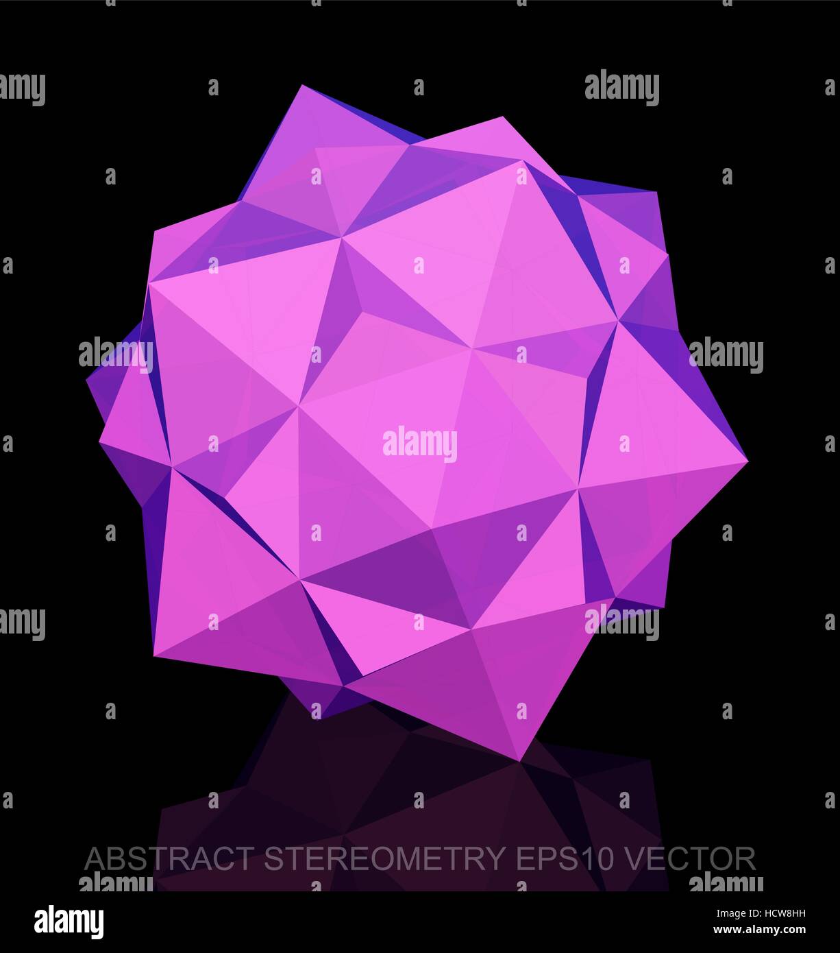 Abstract stereometry: low poly Pink Dodecahedron. 3D polygonal object ...