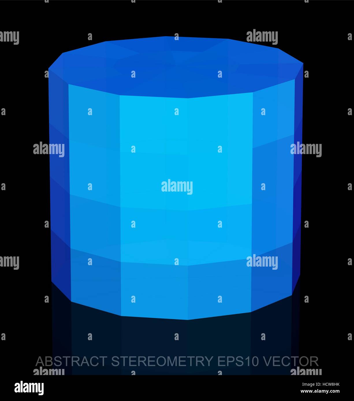 Abstract geometry: low poly Blue Cylinder. 3D polygonal object, EPS 10 ...