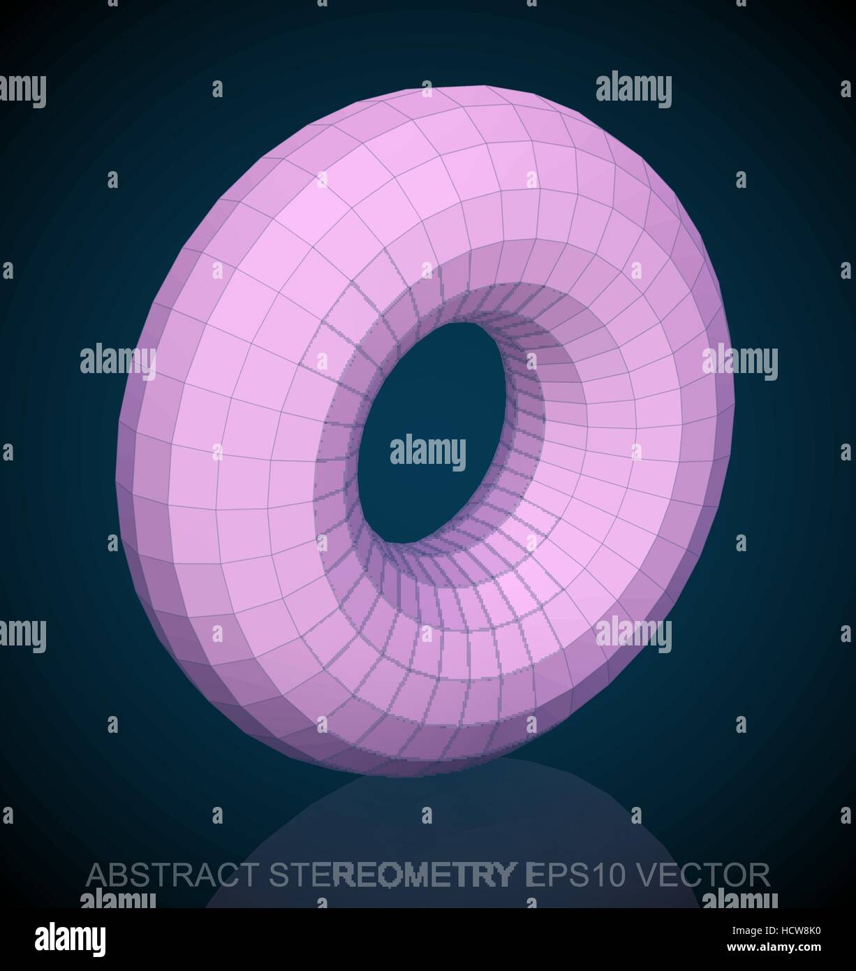 Abstract stereometry: low poly Pink Torus. 3D polygonal object, EPS 10 ...