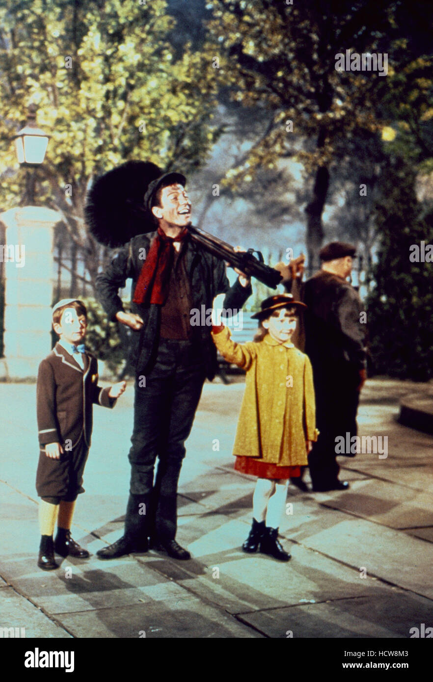 MARY POPPINS, Matthew Garber, Dick Van Dyke, Karen Dotrice, 1964 Stock ...