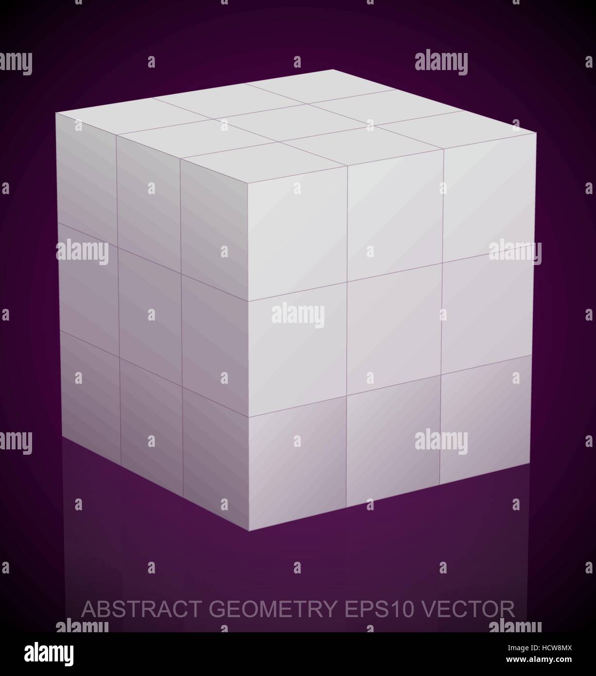 Abstract stereometry: low poly White Cube. 3D polygonal object, EPS 10 ...