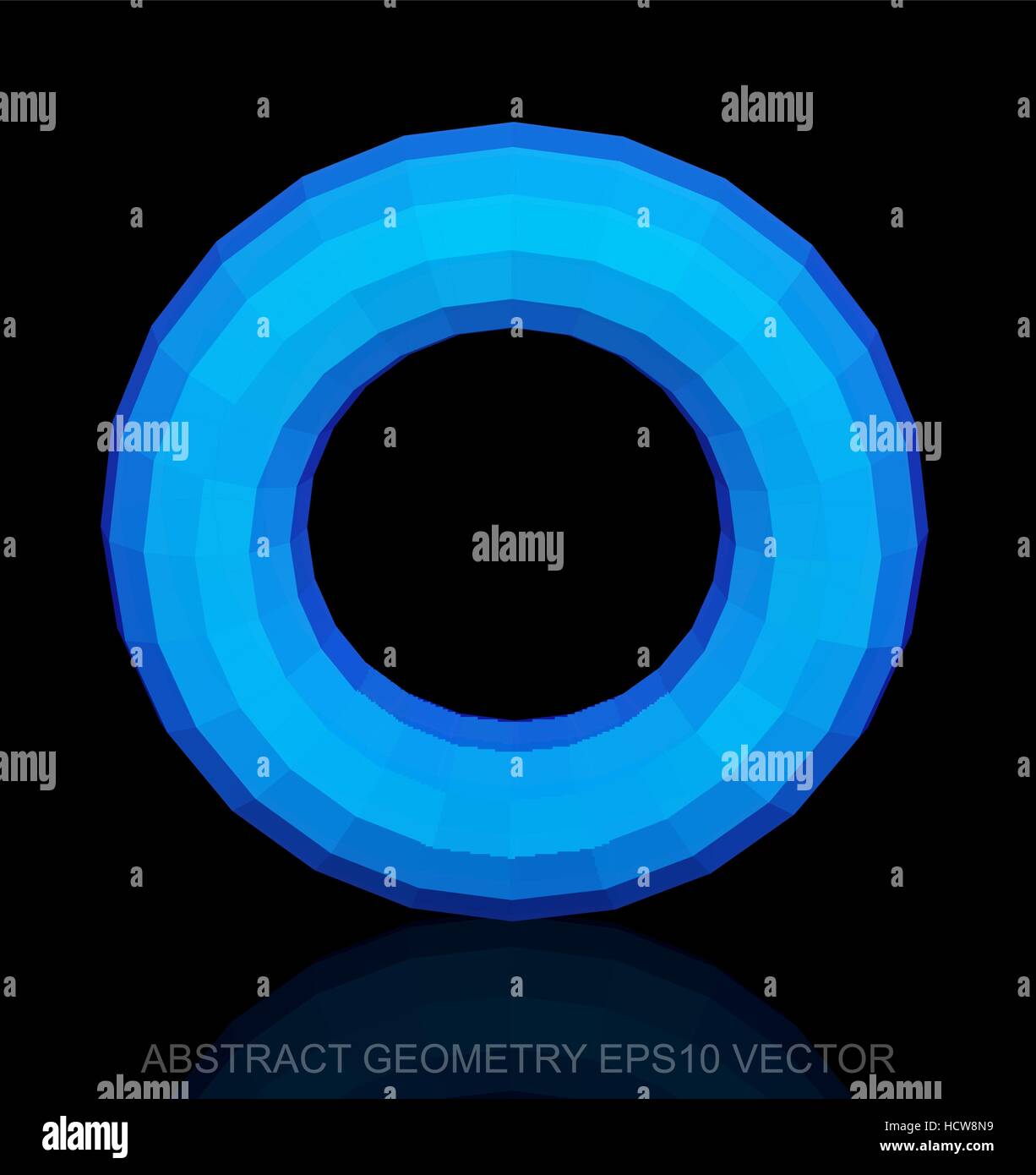 Abstract stereometry: low poly Blue Torus. 3D polygonal object, EPS 10 ...