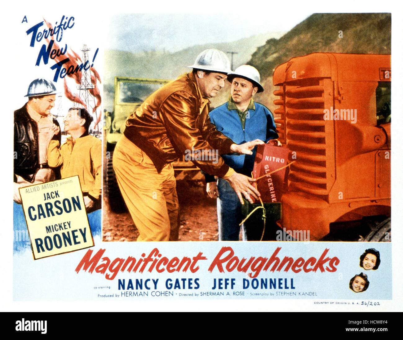 MAGNIFICENT ROUGHNECKS, from left: Jack Carson, Mickey Rooney, 1956 Stock Photo - Alamy