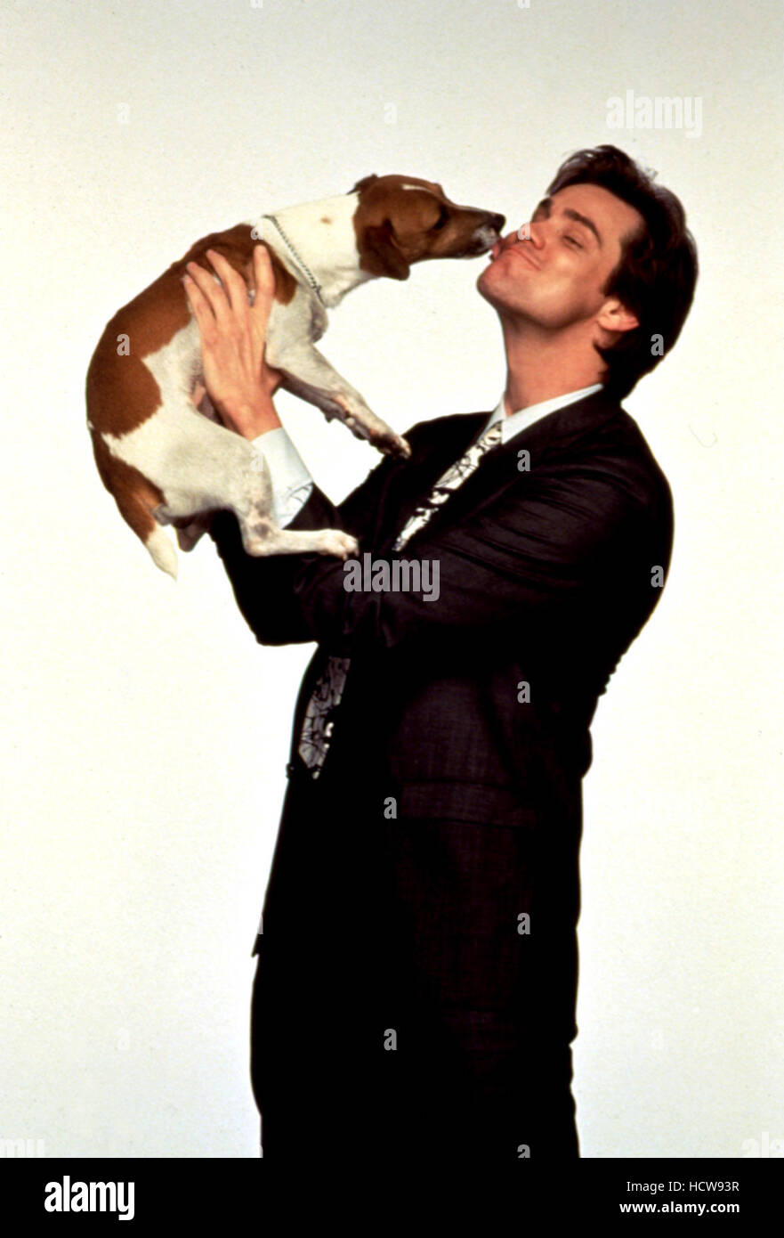 THE MASK, Jim Carrey, 1994, smooched by a dog. ©New Line Cinema ...