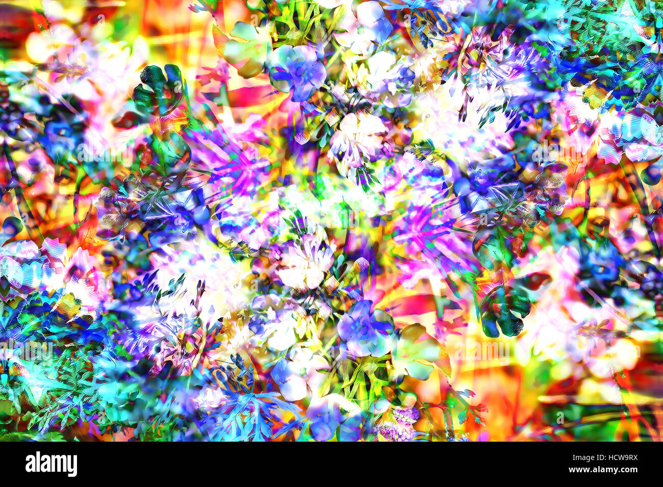 Abstract colorful design with flower. Computer art Stock Photo - Alamy