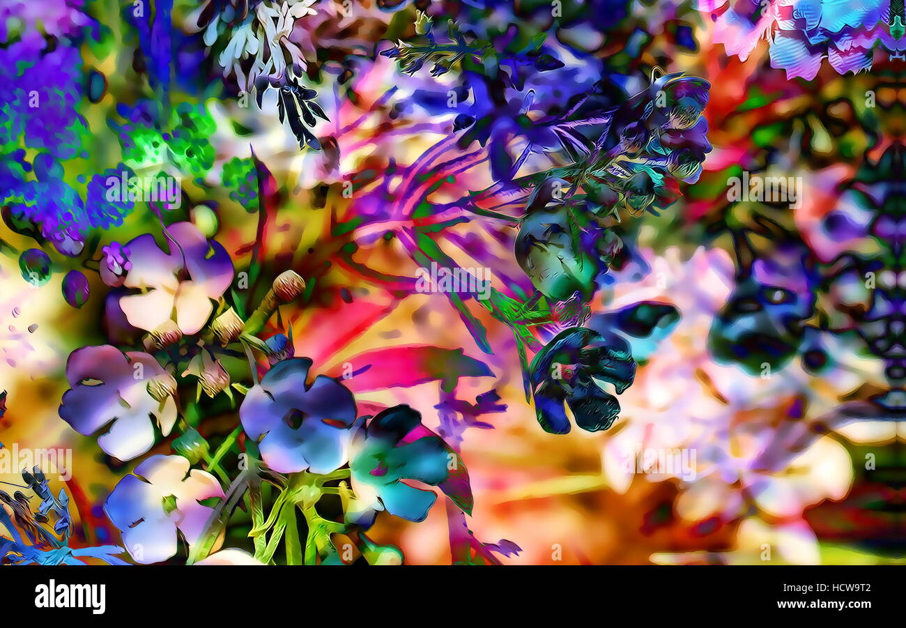 Abstract colorful design with flower. Computer art Stock Photo - Alamy