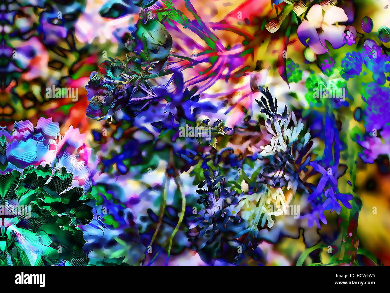 Abstract colorful design with flower. Computer art Stock Photo - Alamy