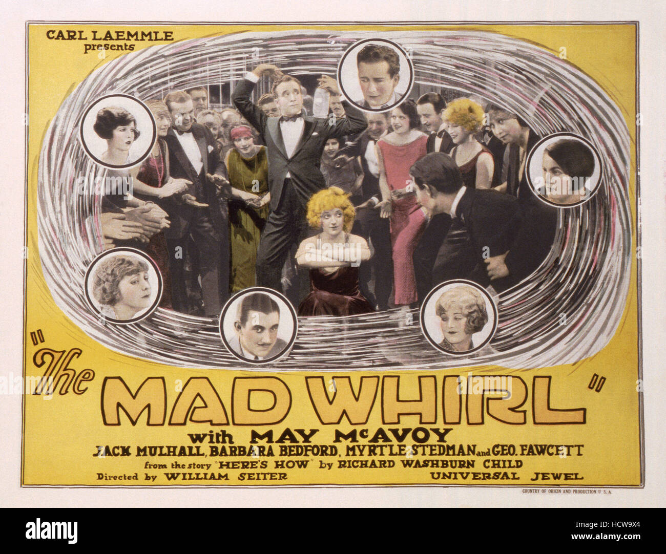 THE MAD WHIRL, US lobbycard, May McAvoy (top left), Myrtle Stedman (bottom left), Ward Crane ...