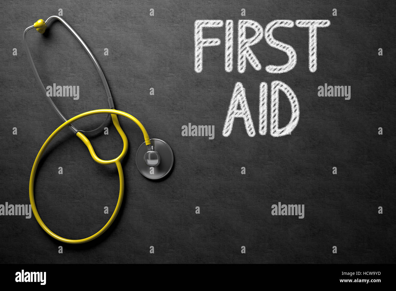 First Aid Concept on Chalkboard. 3D Illustration Stock Photo - Alamy